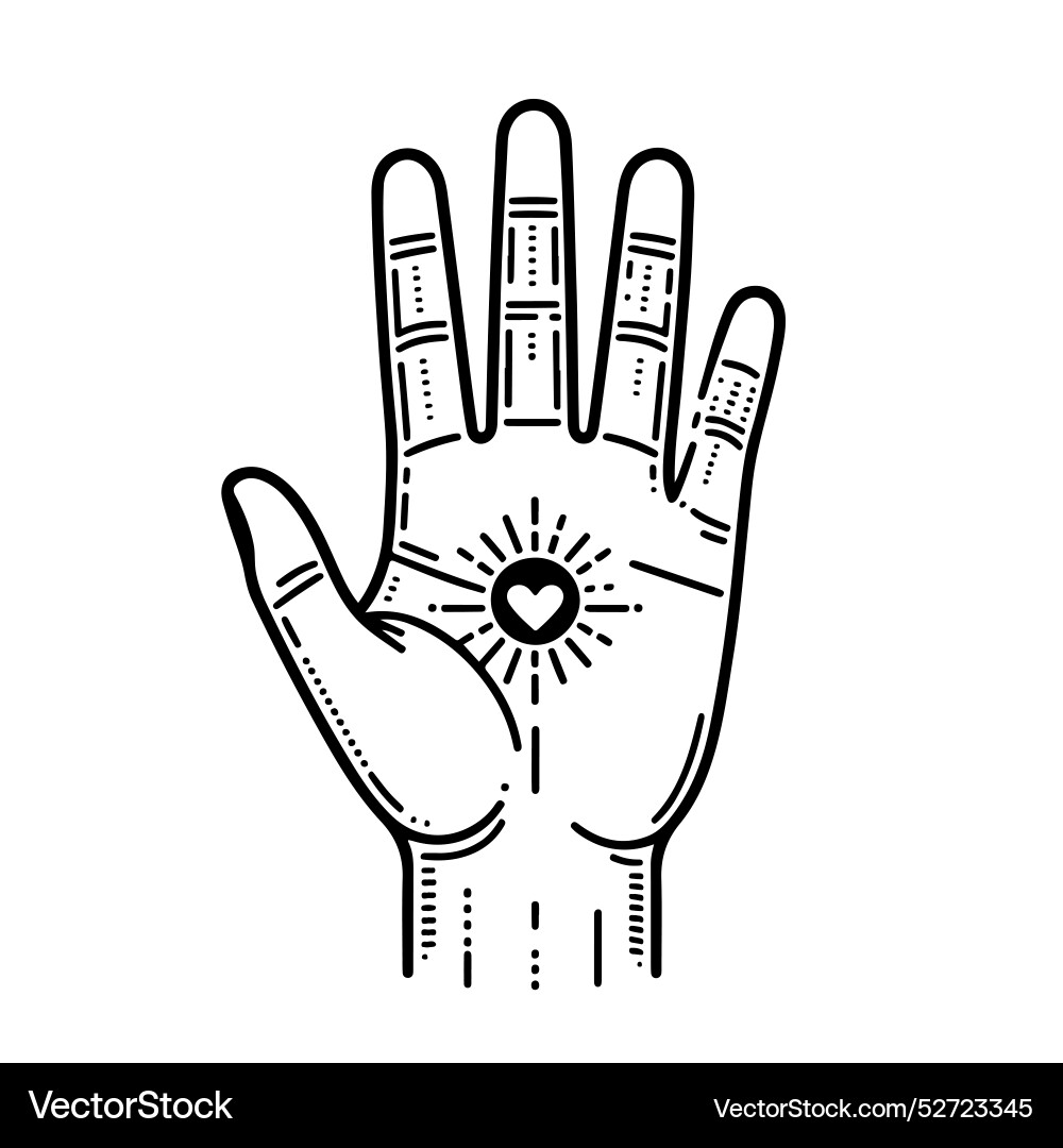 Hand palm outline image with white background Vector Image
