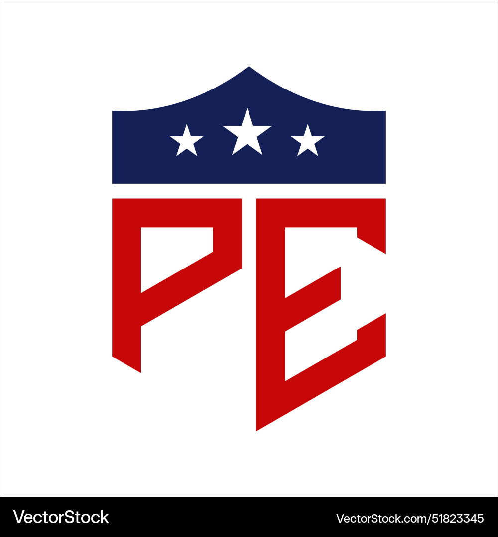 Patriotic pe logo design letter Royalty Free Vector Image