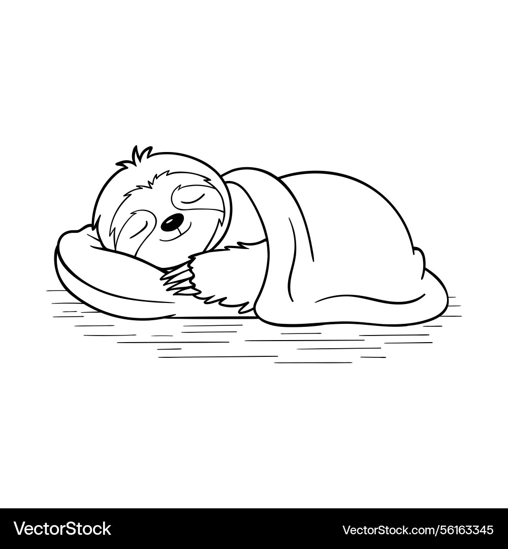 Sloth resting under a cozy blanket Royalty Free Vector Image
