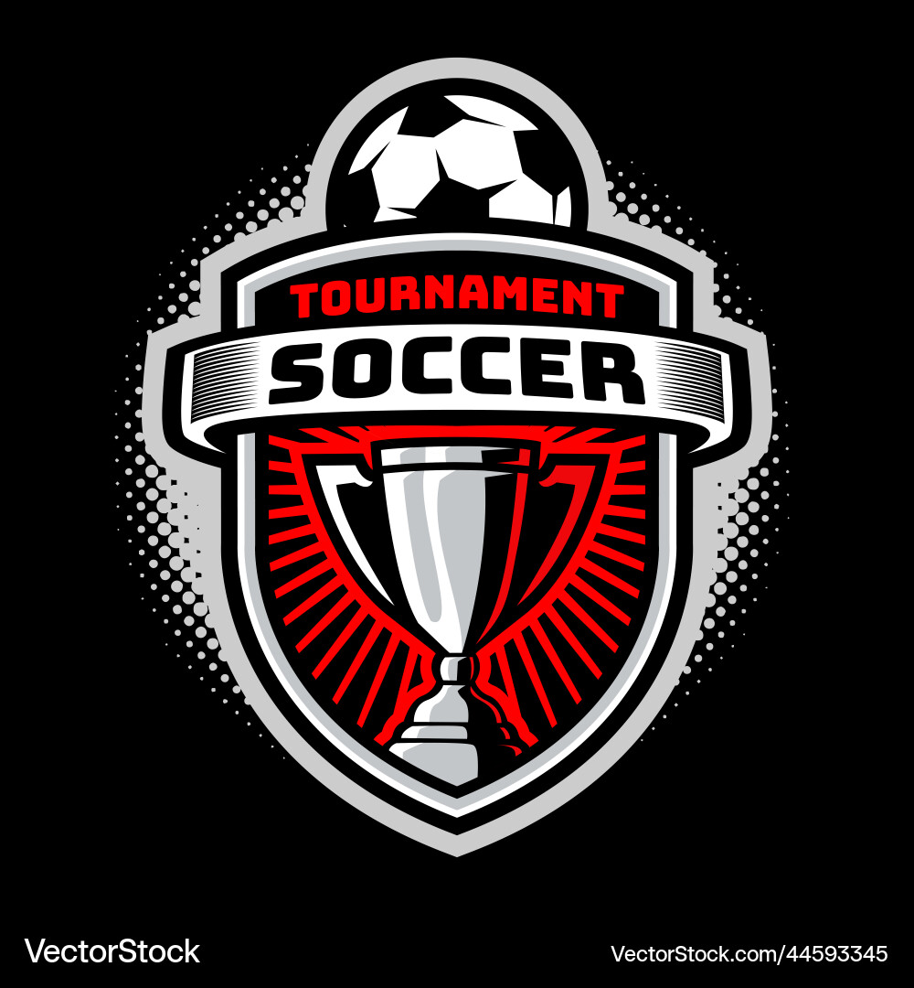 Soccer tournament with trophy badge logo Vector Image