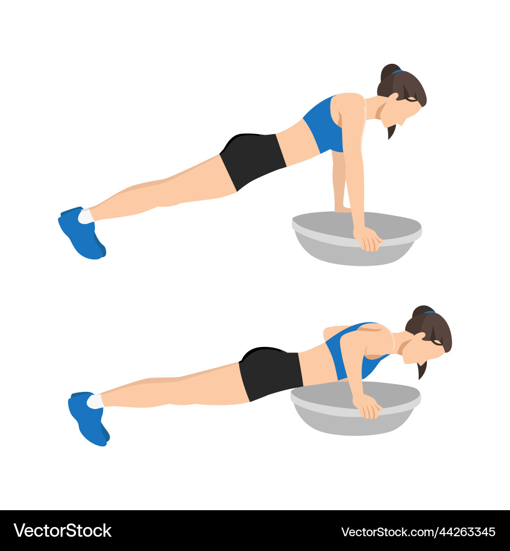 Woman doing bosu ball push ups exercise Royalty Free Vector