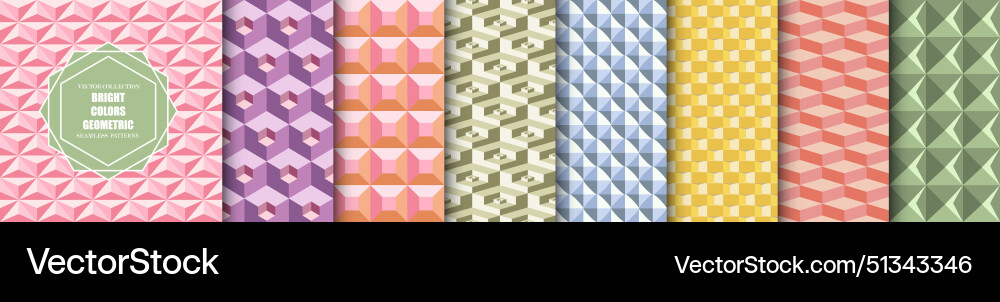 Collection of color seamless geometric patterns Vector Image
