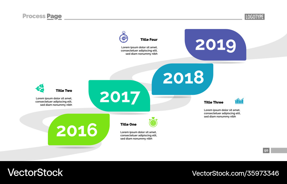 Four years timeline process chart template Vector Image