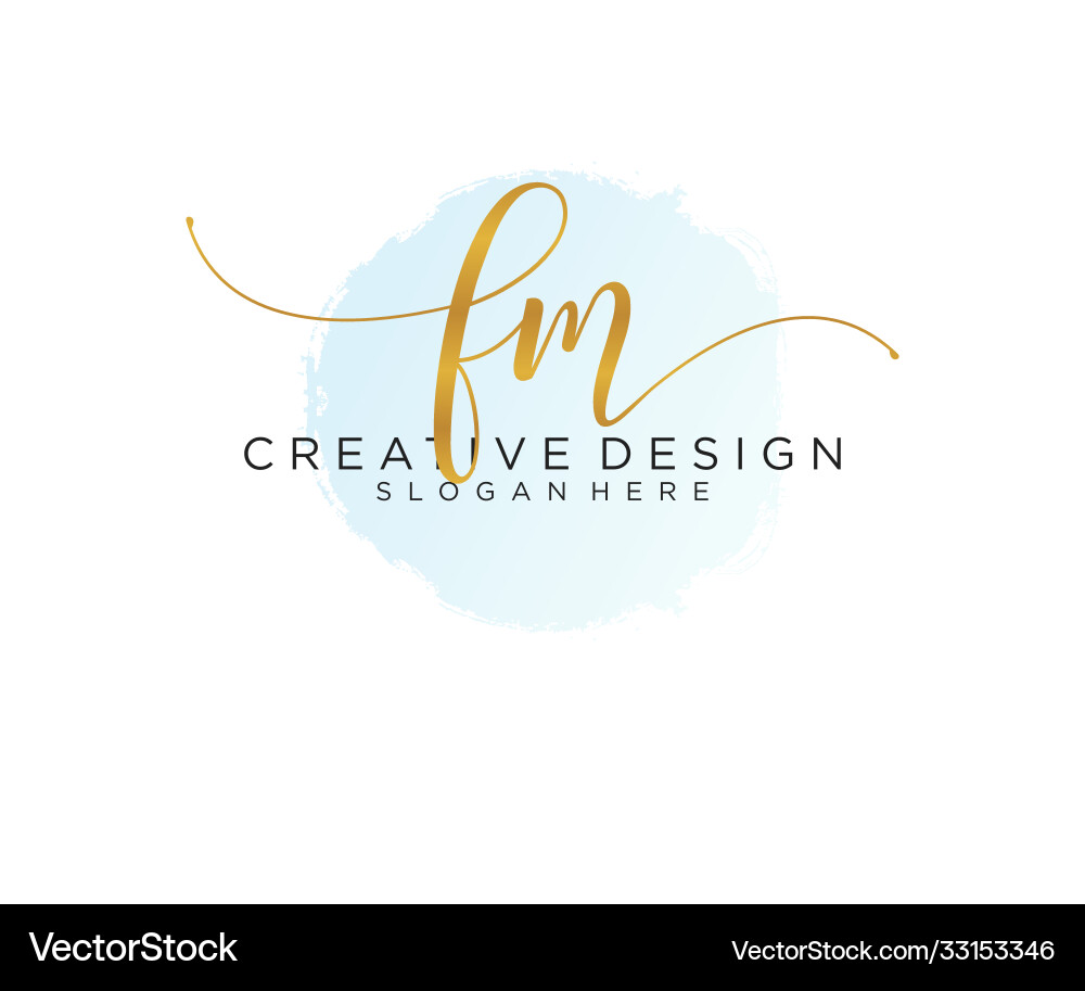 Initial fm handwriting logo with watercolor Vector Image