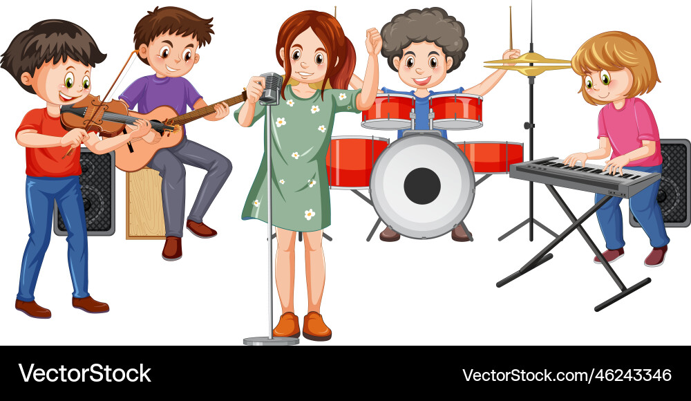Music band performance cartoon character Vector Image