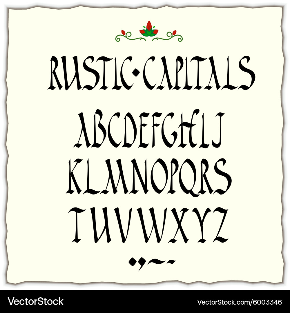 Rustic capitals style alphabet Royalty Free Vector Image