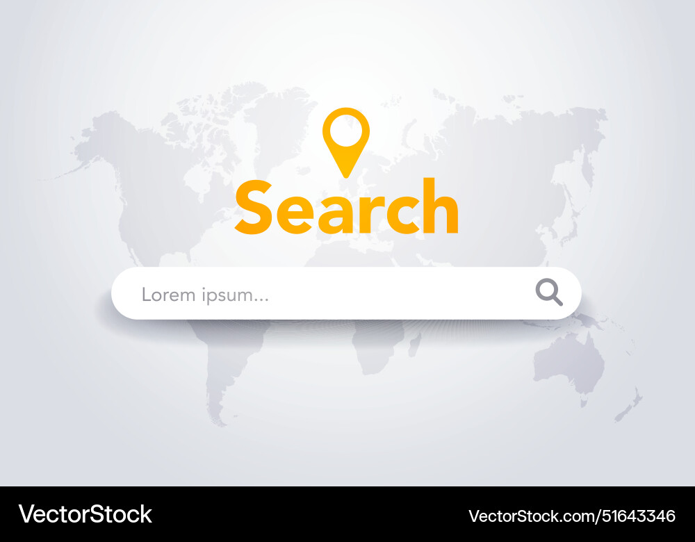 Search engine bar interface and world map Vector Image