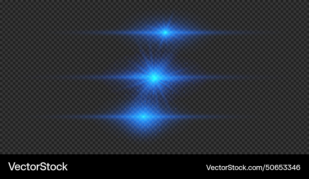 Set of blue horizontal light effects lens Vector Image
