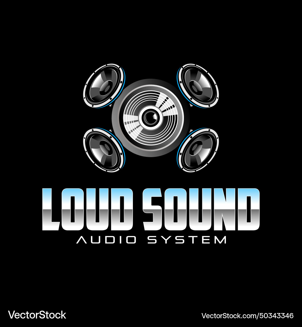 Sound system speakers logo design on black Vector Image