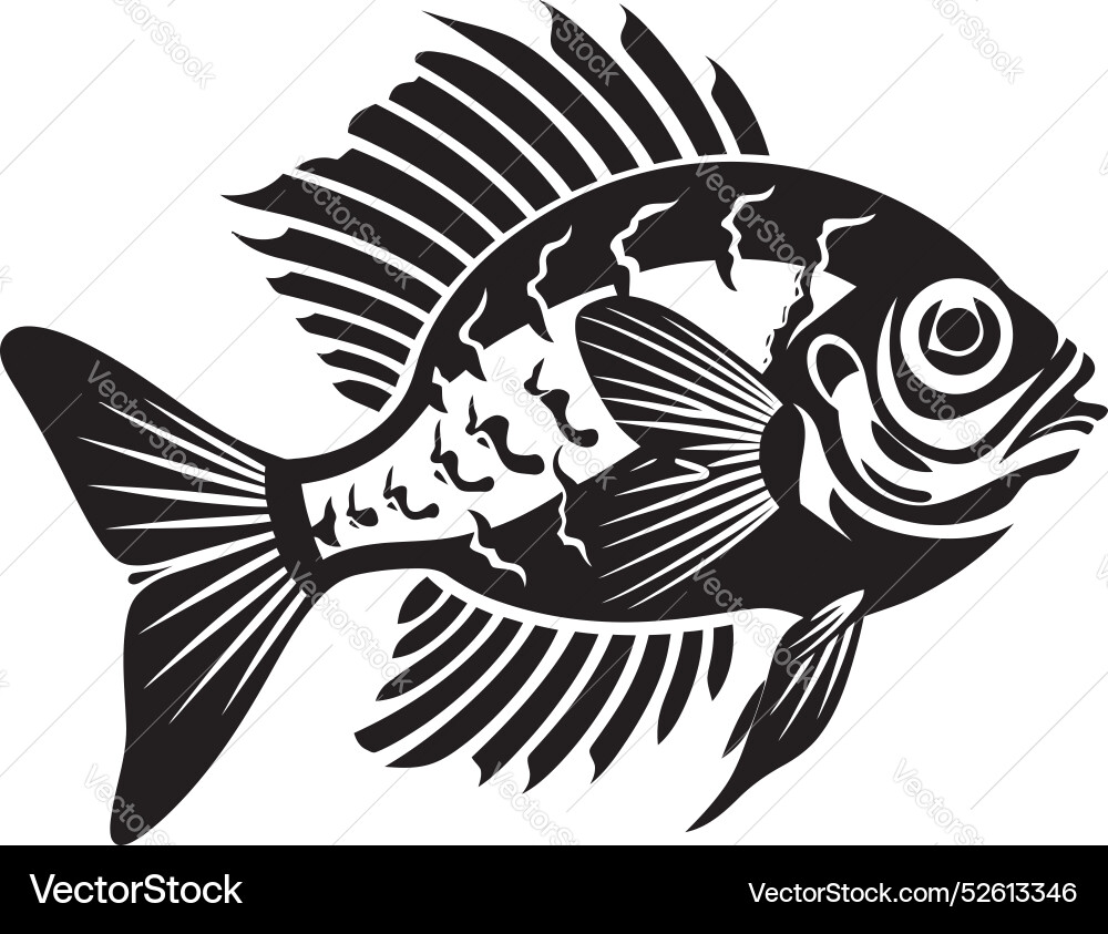 Tropical river fish minimalist black design Vector Image