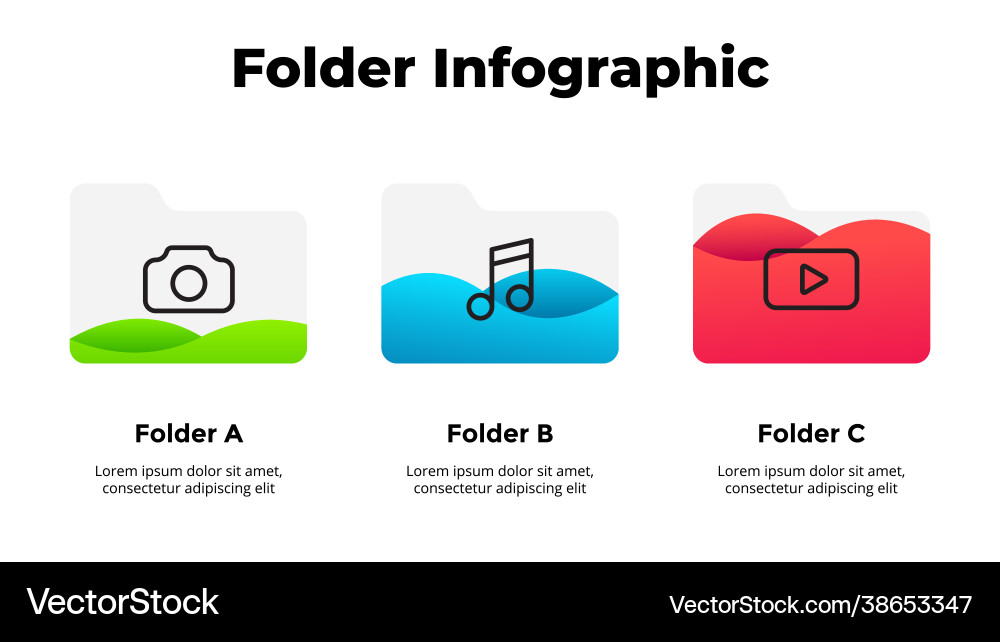 3 folder icons - empty half-full full Royalty Free Vector