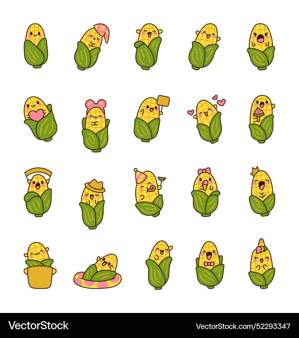 Cute corn with a funny face adorable cartoon Vector Image