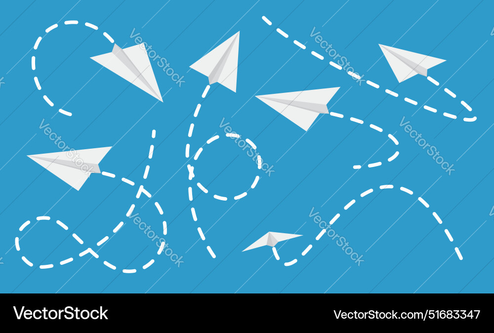 Handmade paper airplane with flight route Vector Image