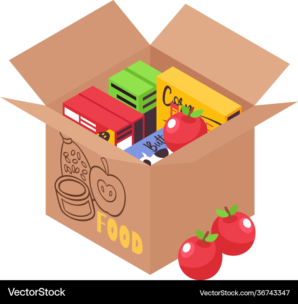 Humanitarian food box composition Royalty Free Vector Image