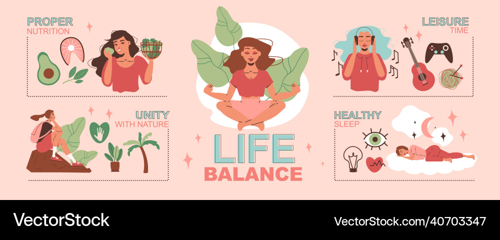 Life balance infographics Royalty Free Vector Image