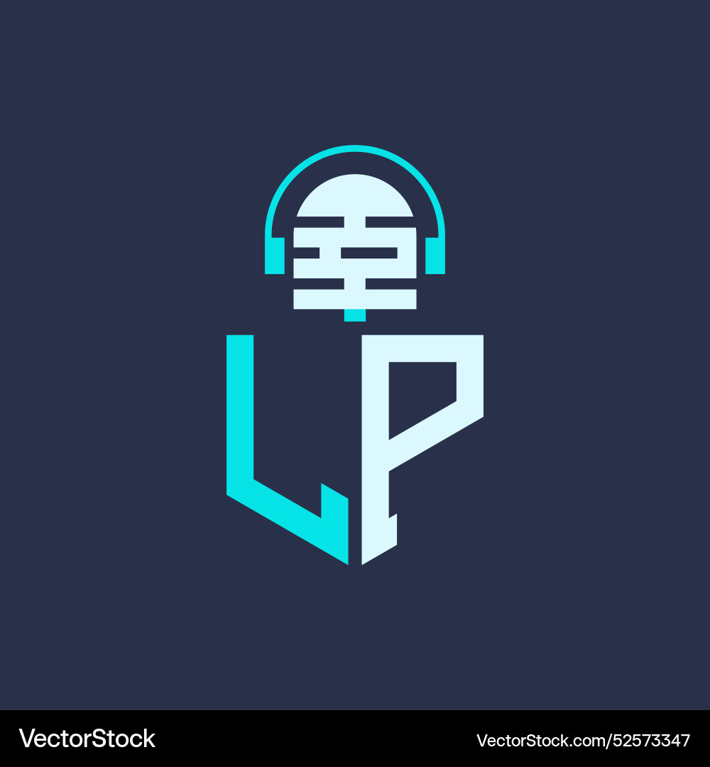 Lp microphone logo design for audio music Vector Image