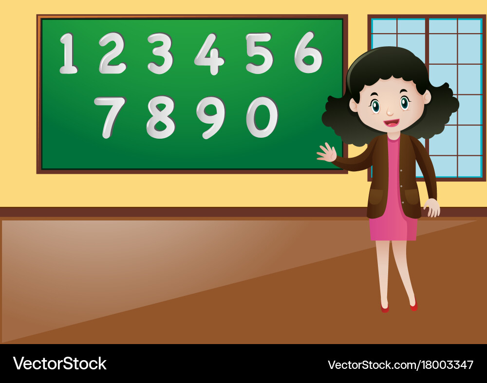 Math teacher teaching how to count numbers Vector Image