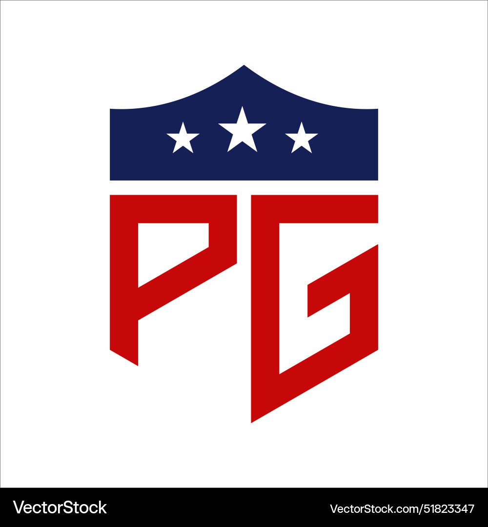 Patriotic pg logo design letter Royalty Free Vector Image