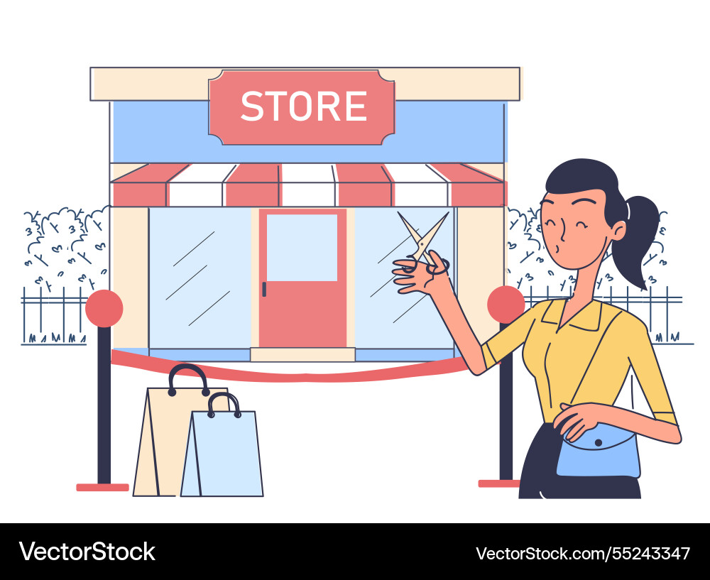 Store opening ceremony Royalty Free Vector Image