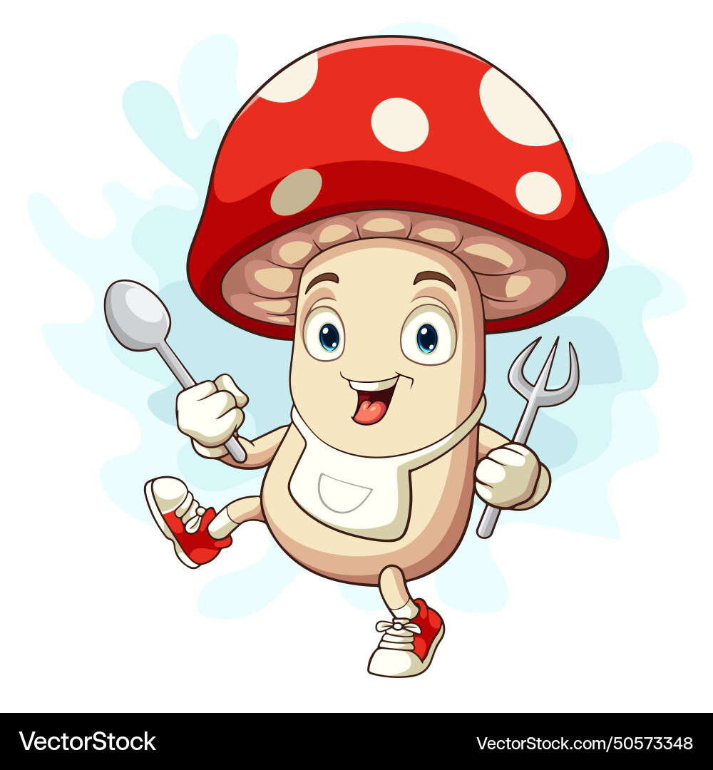 Cartoon mushroom chef isolated on white background
