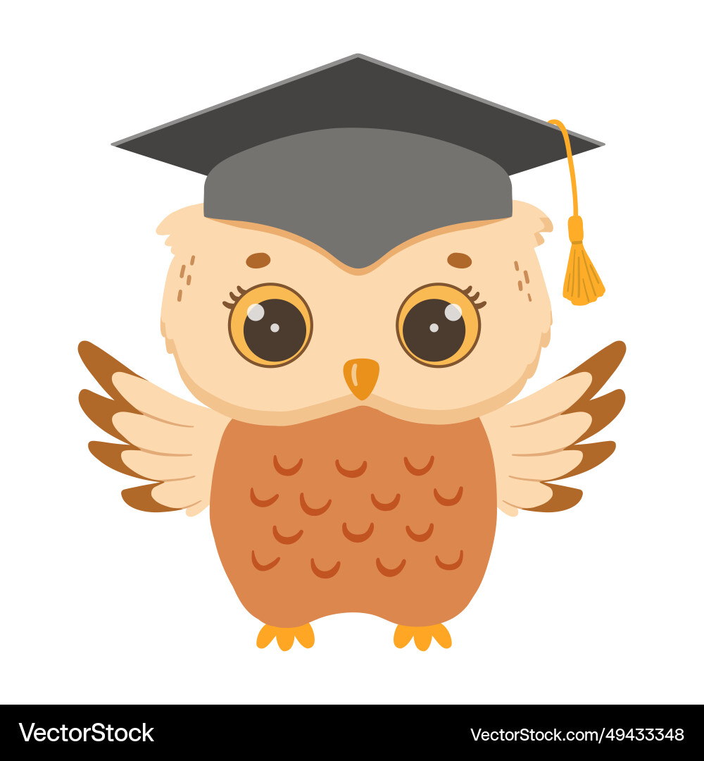 Cute owl in graduation cap wise Royalty Free Vector Image