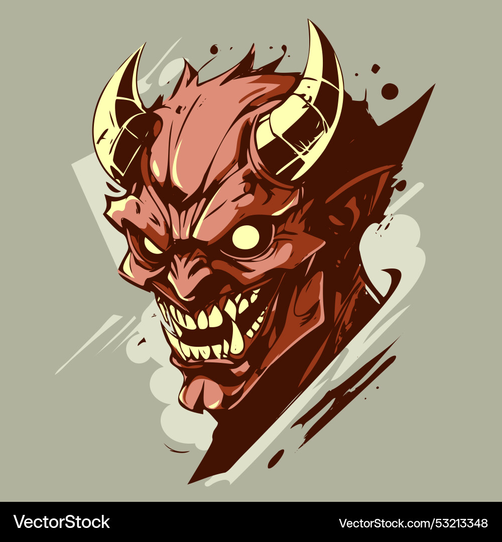 Devil face comic style for your infernal graphics Vector Image