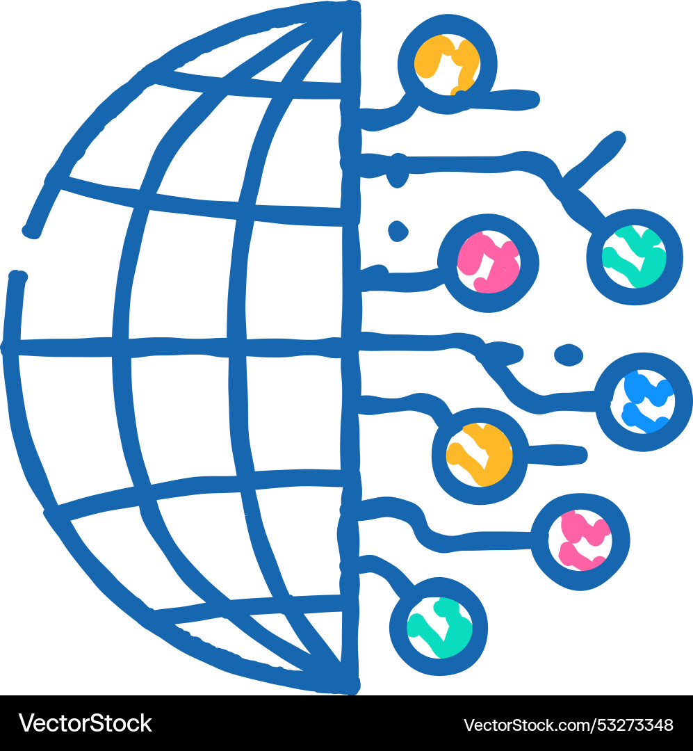 Digitalization global business icon doodle Vector Image
