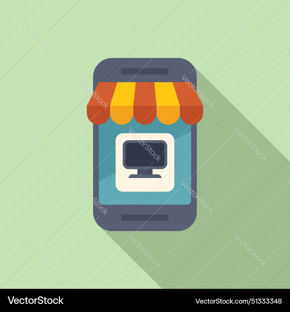 Flat design icon of mobile device with online Vector Image