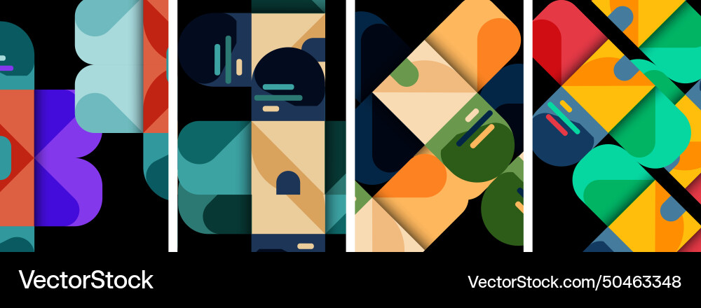 Geometric colorful poster backgrounds with squares