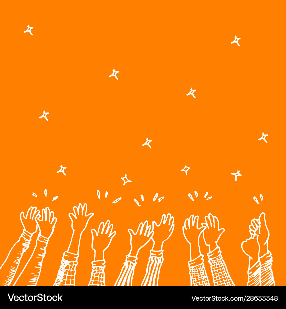 Hands up applause hand draw cartoon style Vector Image