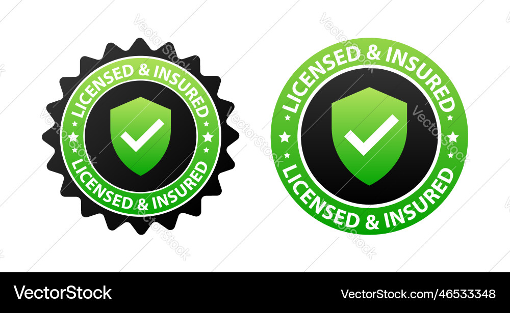 Licensed and insured label official license Vector Image