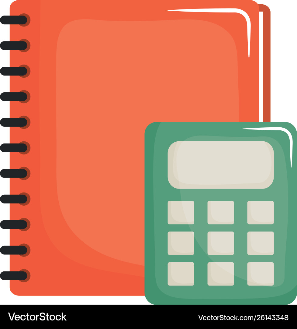 Notebook school supply with calculator Royalty Free Vector