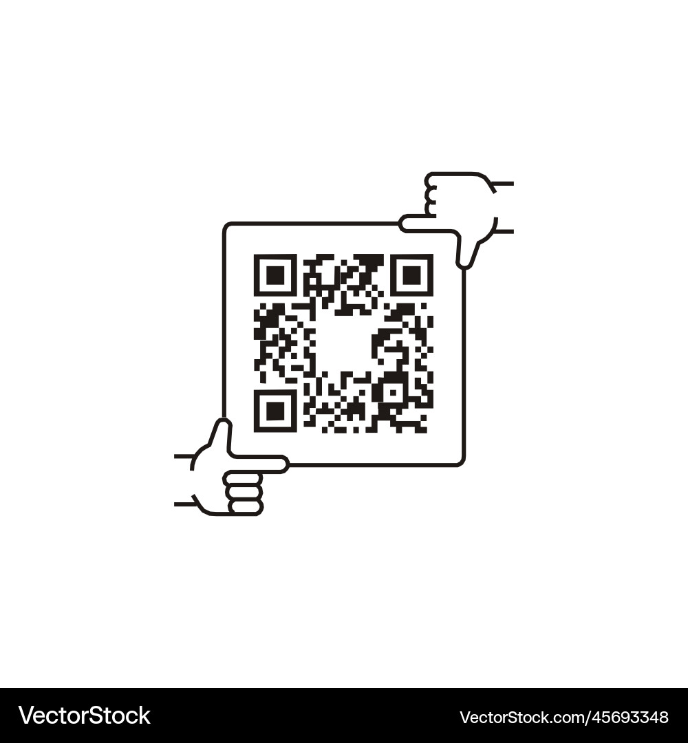 Qr code with hand logo template premium Royalty Free Vector