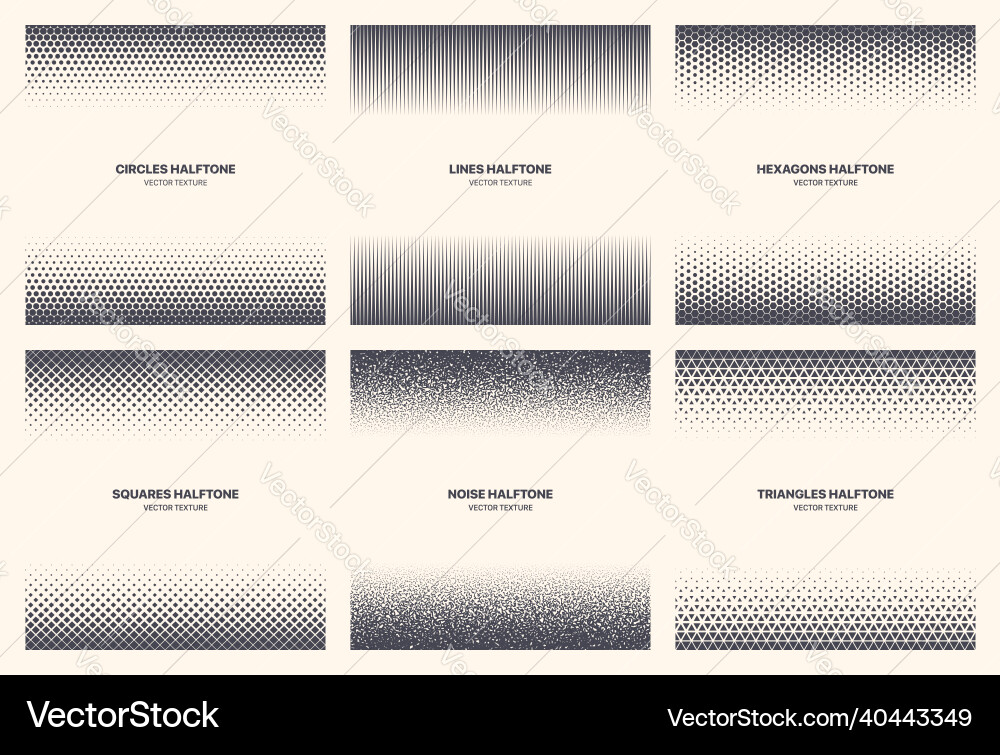 Different variations halftone patterns set Vector Image