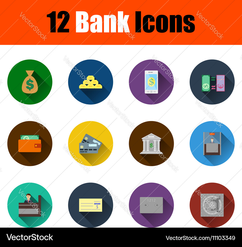 Flat design bank icon set Royalty Free Vector Image