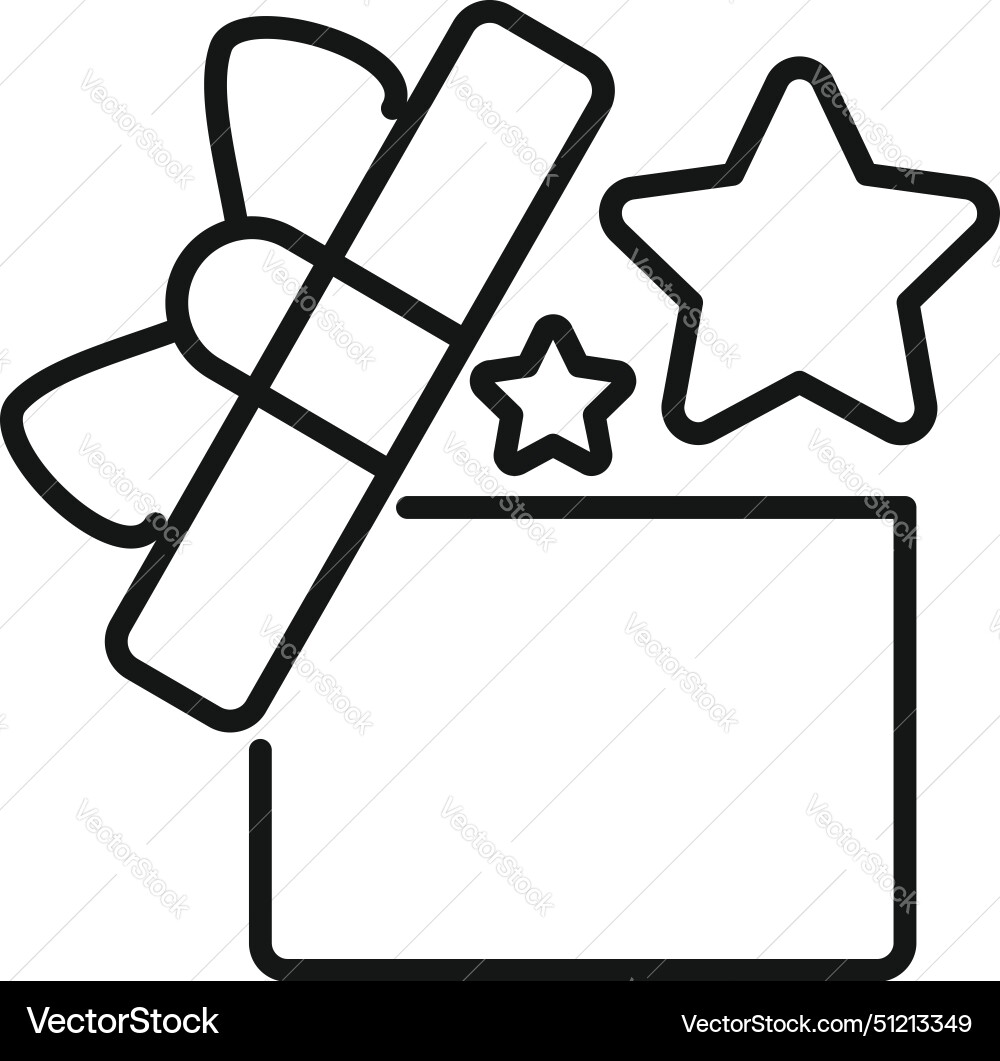 Gift loyalty open box icon outline Royalty Free Vector Image