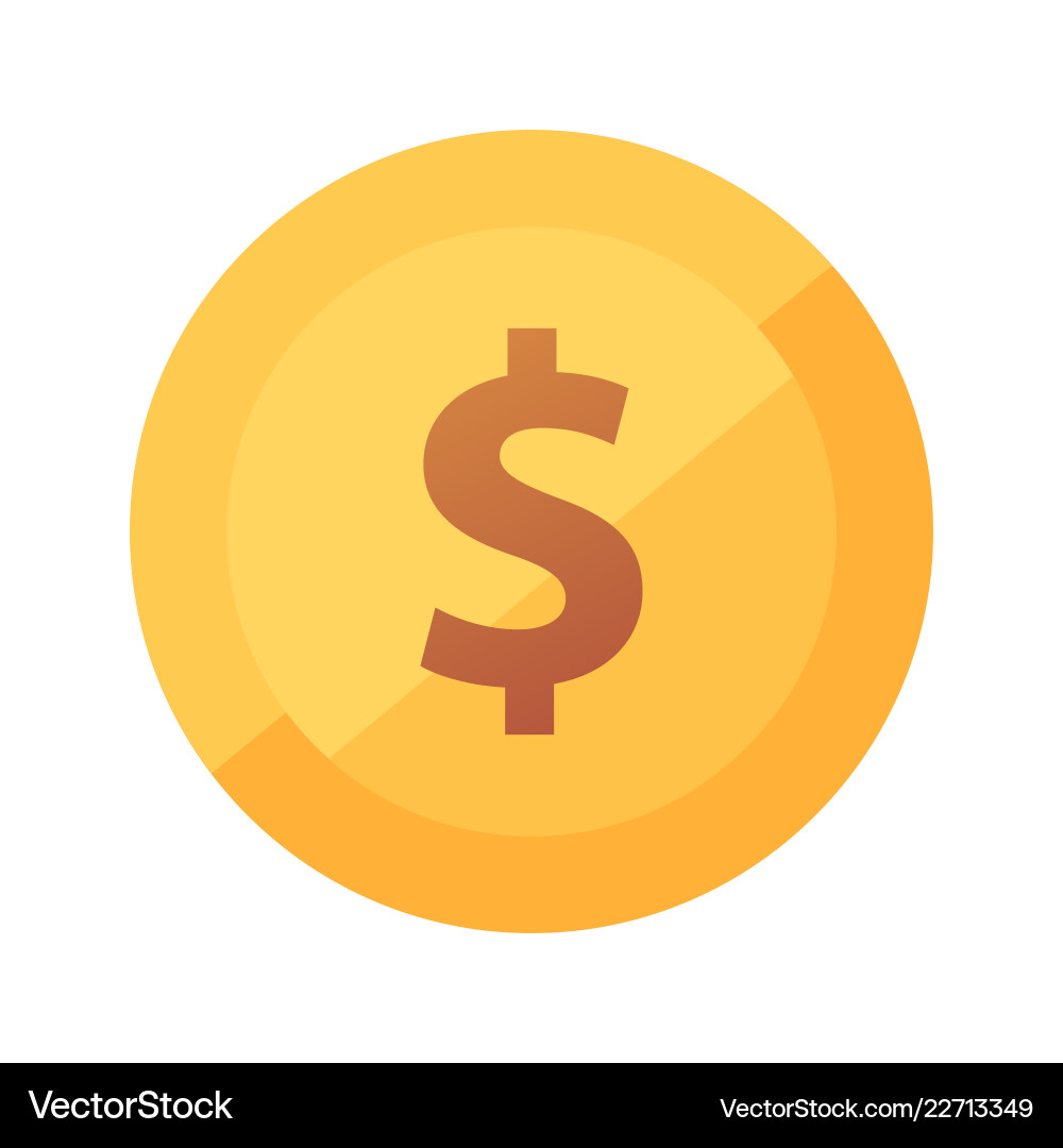 Golden Dollar Coin Icon Royalty Free Vector Image