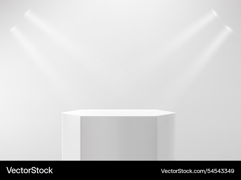 Illuminated stage with projectors 3d background Vector Image