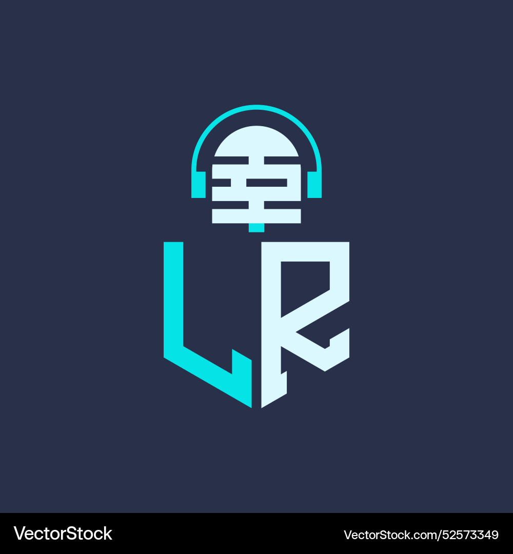 Lr microphone logo design for audio music Vector Image