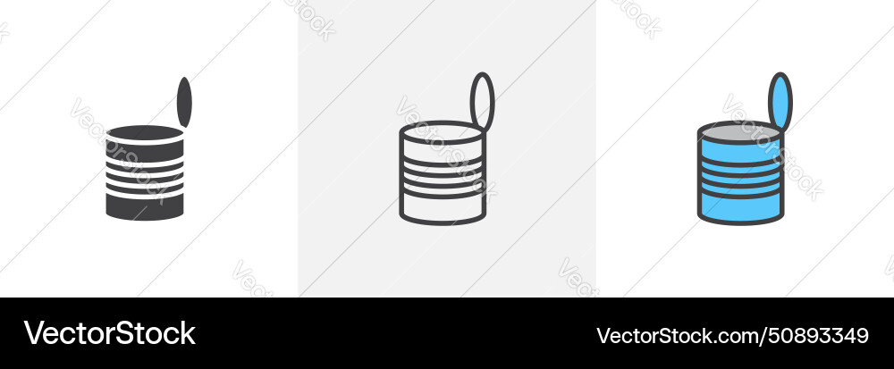 Open tin can icon set metal symbol Royalty Free Vector Image