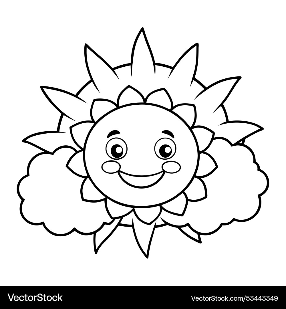 Outline of smiling moon for coloring page Vector Image