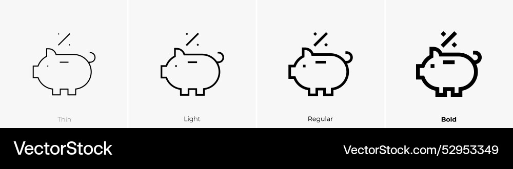 Piggy bank icon thin light regular and bold style Vector Image