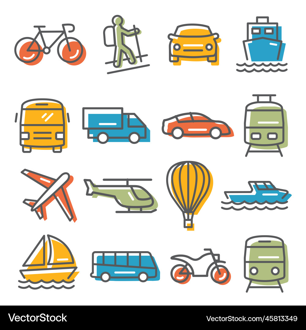 Transport icons set on white background Royalty Free Vector