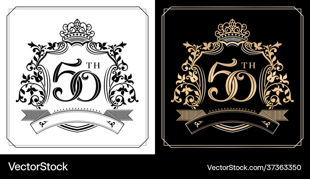50th golden anniversary symbol Royalty Free Vector Image