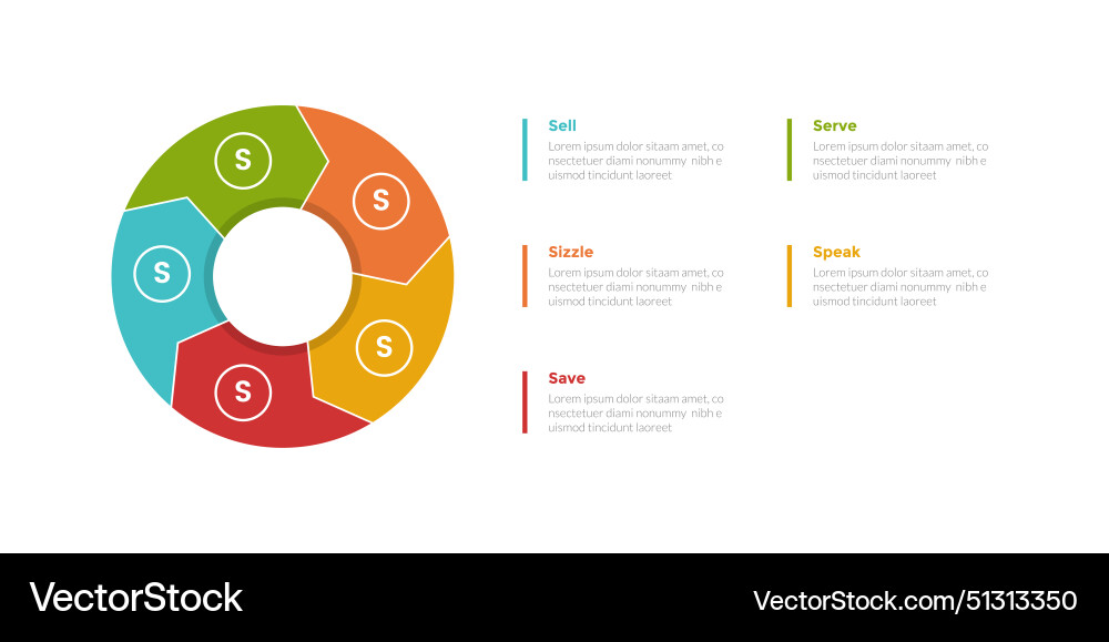 5s model marketing infographics template diagram Vector Image