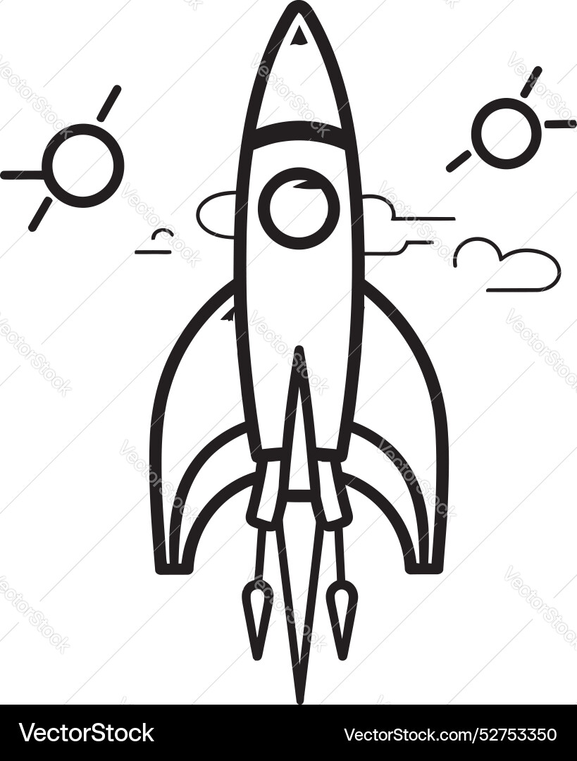 Cosmic conquest space rocket lineart logo Vector Image
