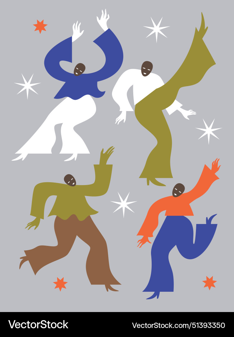 Four dancing figures Royalty Free Vector Image