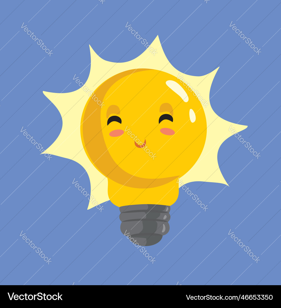 Lightbulb sun cartoon character for solar energy Vector Image
