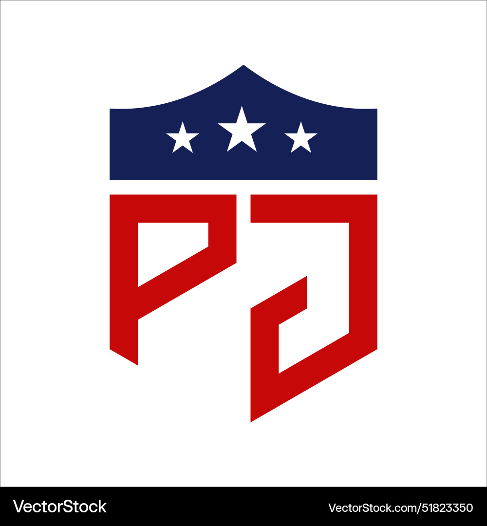 Patriotic pj logo design letter Royalty Free Vector Image