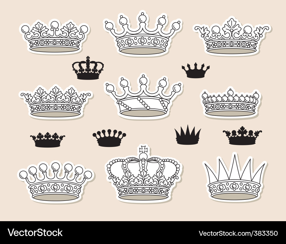 Set crowns Royalty Free Vector Image - VectorStock